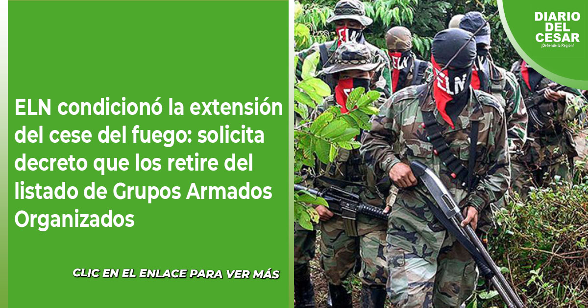 ELN condicionó la extensión del cese del fuego: solicita decreto que ...